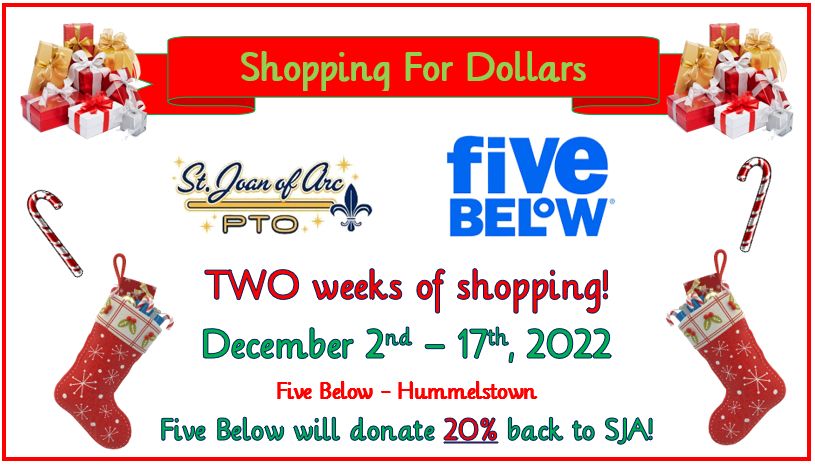 SJA PTO "Shopping For Dollars" at Five Below Hummelstown at Five Below ...
