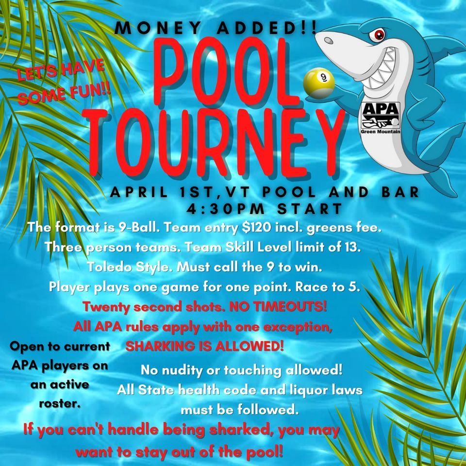 GMAPA SHARKING TOURNAMENT | Vermont Pool and Bar, Burlington, VT ...