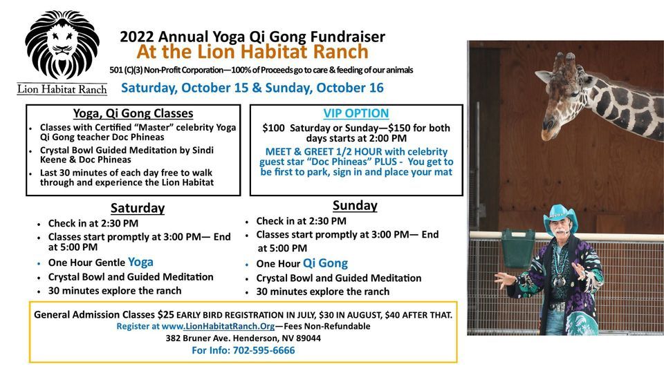 Annual Yoga Gi Gong Fundraiser at the Lion Habitat Ranch | Lion Habitat ...
