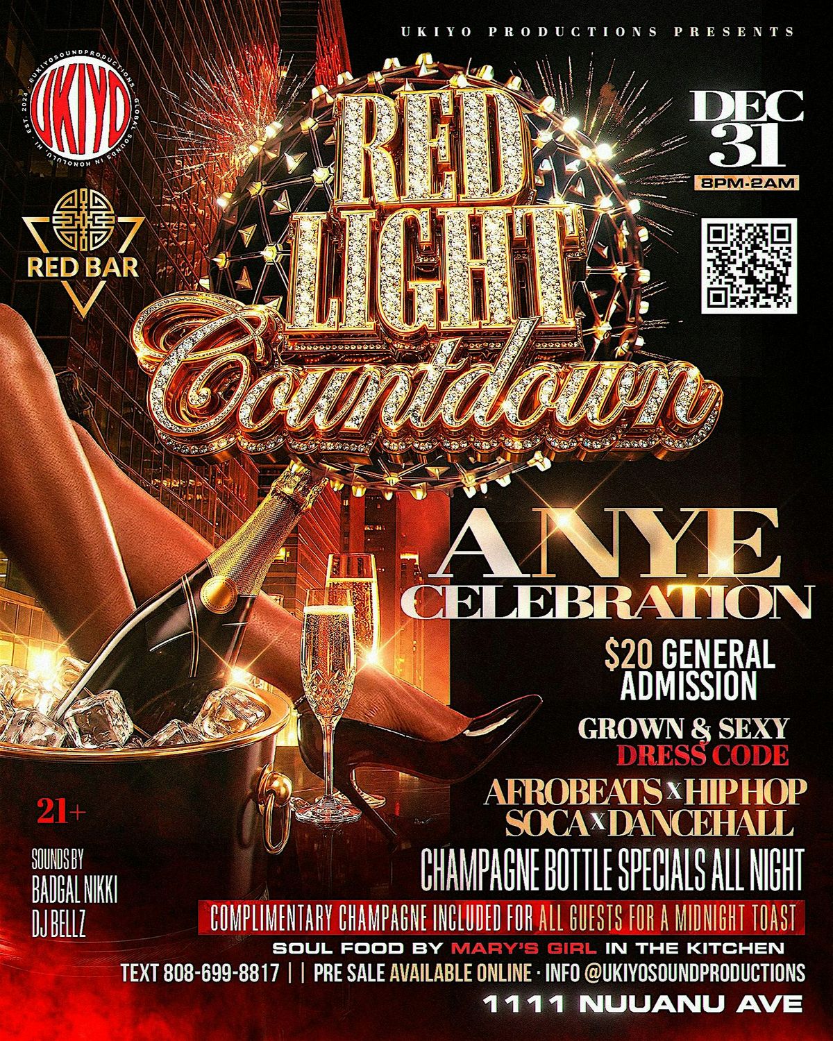 RED LIGHT COUNTDOWN: A NYE CELEBRATION! at Red Bar, Honolulu on 31st ...