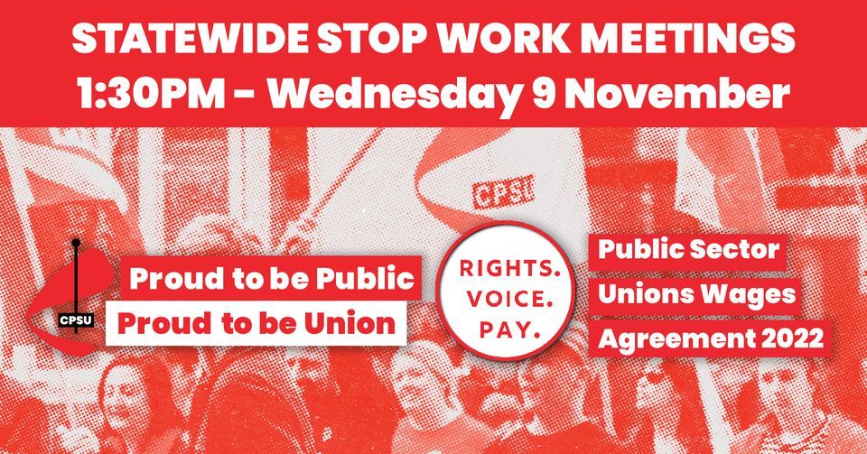 Hobart - Public Sector Stop Work Meeting | CPSU Tasmania at Parliament ...