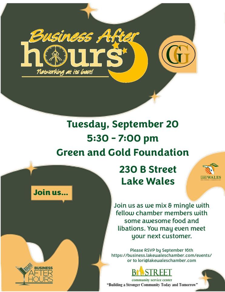 Business After Hours - Green and Gold Foundation | B Street Community ...