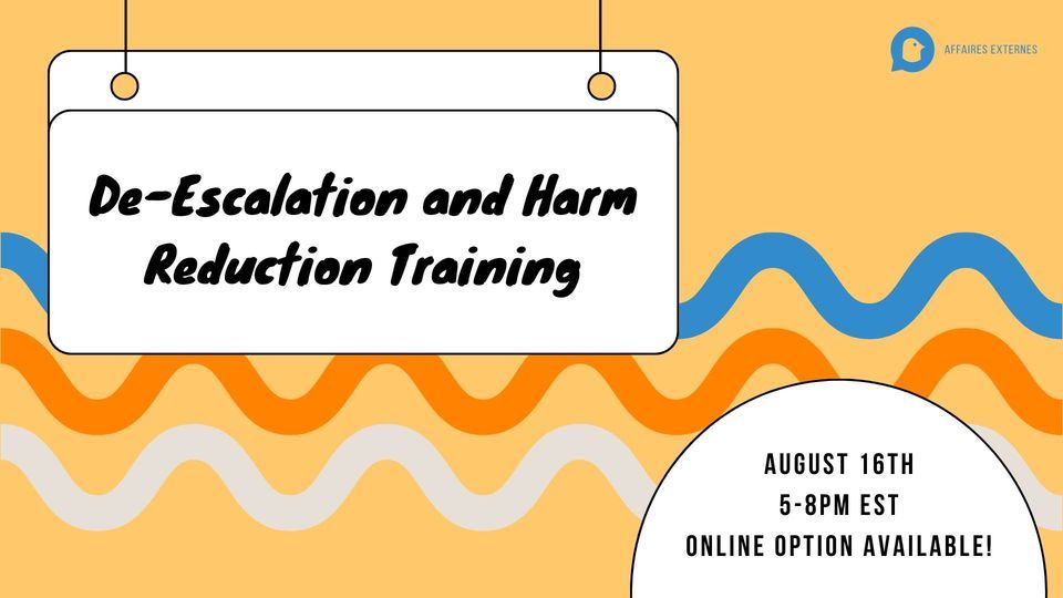 De-Escalation and Harm Reduction Training | 3480 Rue McTavish, Montréal, QC H3A 0E7, Canada ...