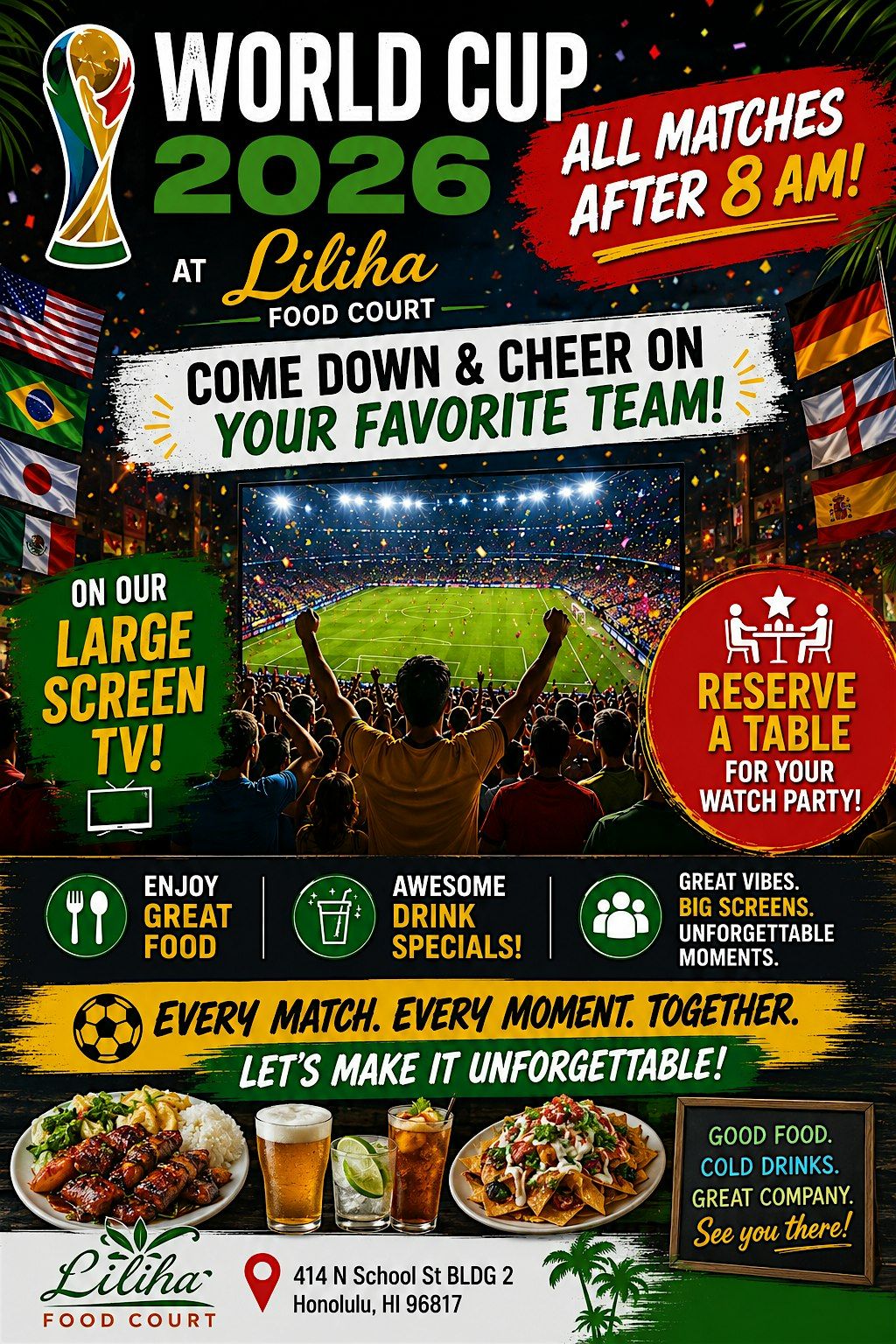 FIFA World Cup 2026- Live at Liliha Food Court at 414 N School St bldg ...