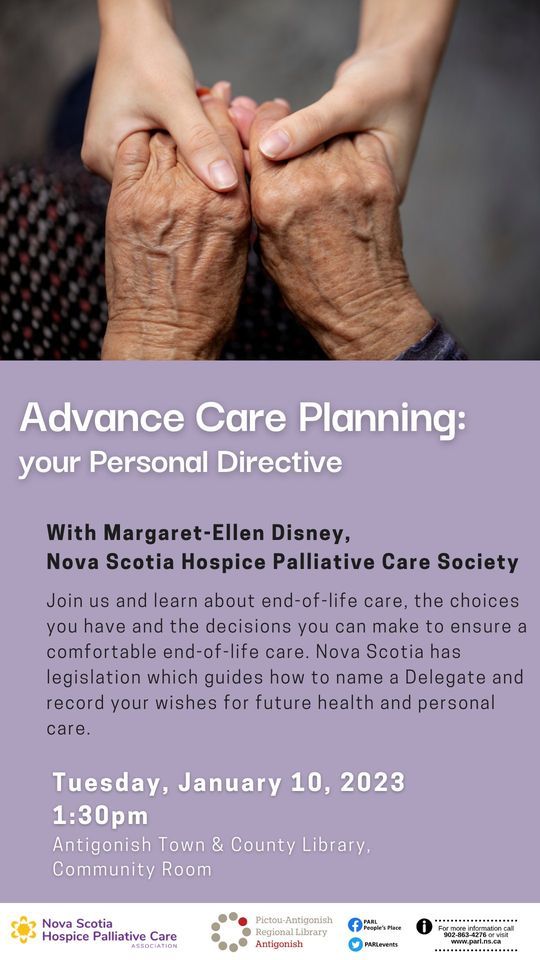 Advance Care Planning: Personal Directive, w Margaret-Ellen Disney, NS Hospice Palliative Care ...