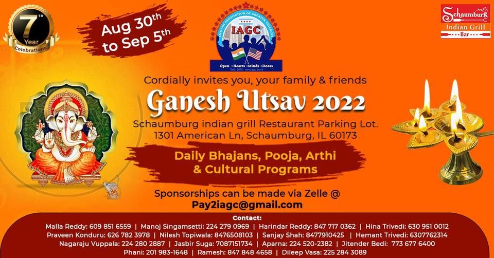 IAGC Ganesh Utsav - 2022 at Schaumburg Indian Grill & Bar on 30th ...