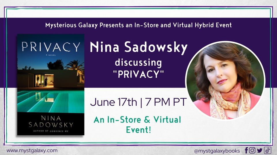 In Store & Virtual Event: Nina Sadowsky at Mysterious Galaxy, San Diego ...