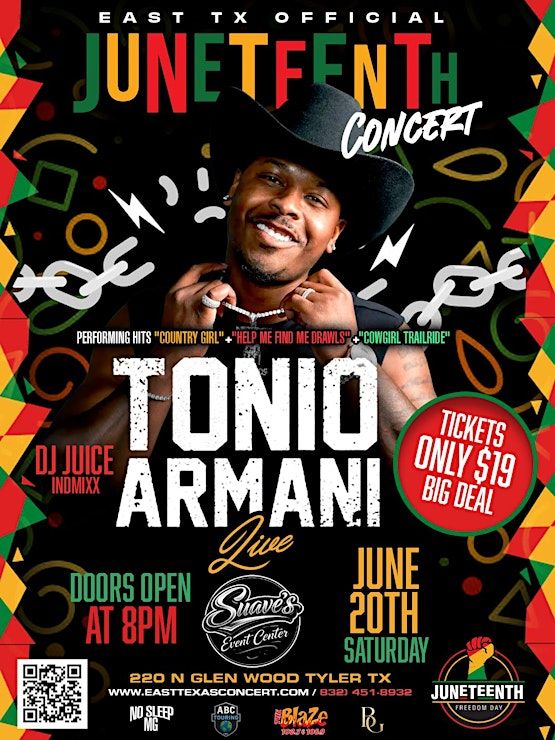 Official East Texas Concert Celebration with TONIO ARMANI at 220 N ...