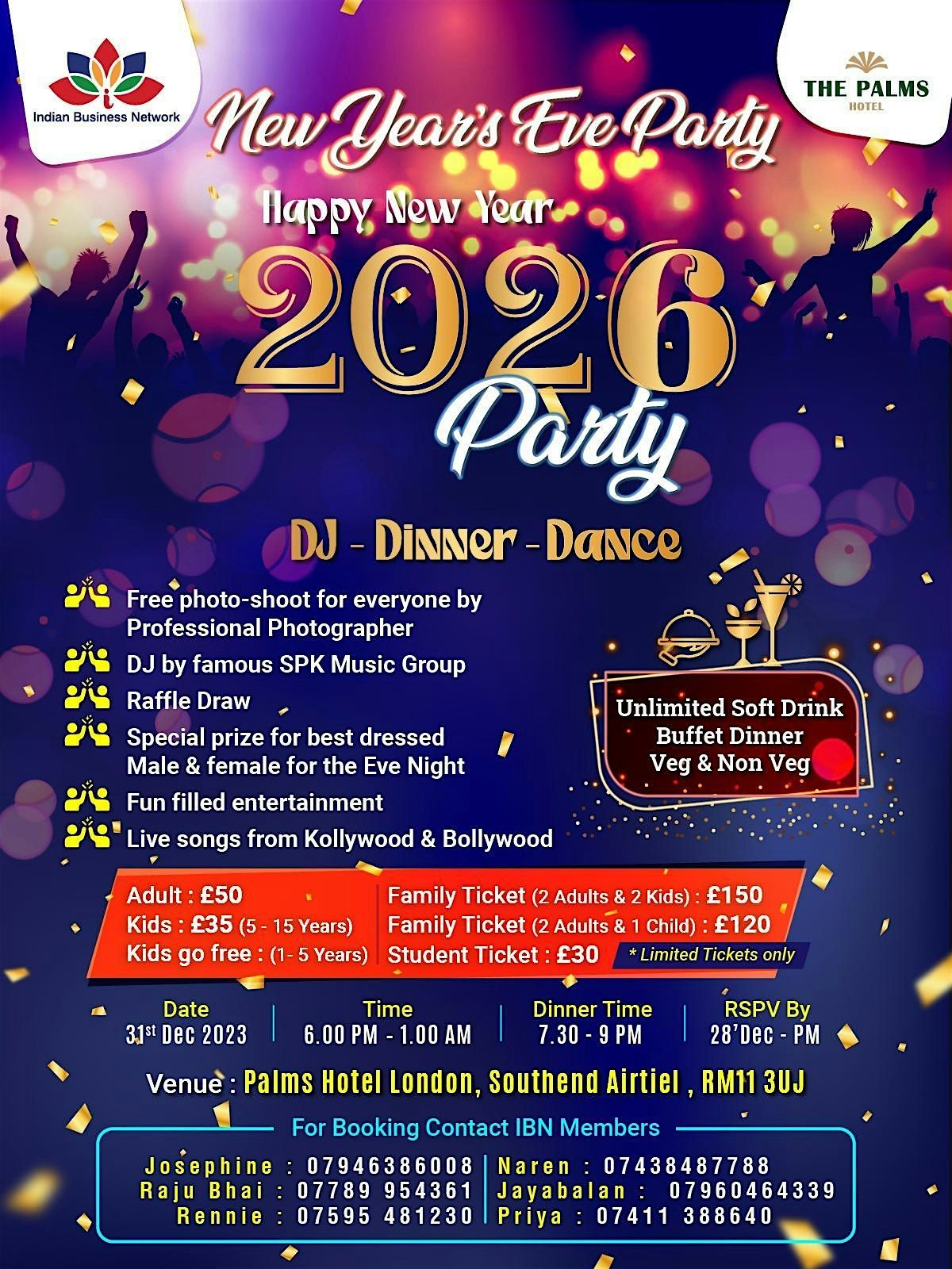 PAN ASIAN NEW YEAR PARY 2026 at The Palms Hotel, Hornchurch on 31st ...