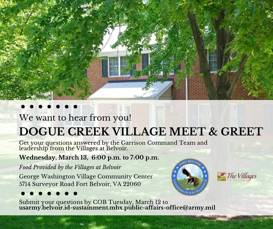 Dogue Creek Meet & Greet Event at 5714 Suveyor Rd, Fort Belvoir, VA ...