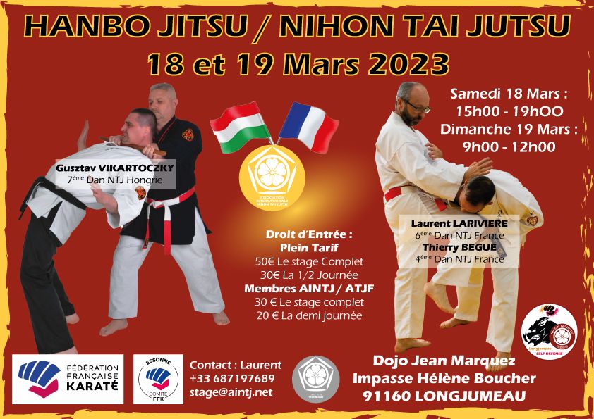Stage Hanbo Jitsu / Nihon Tai Jutsu at EENTJ Longjumeau on 18th March, 2023