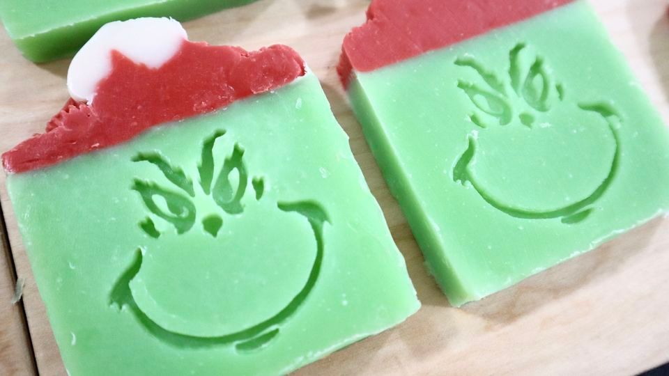 The Grinch Cold Process Soap Making Workshop (CP 217)-Piping & Stamping at Jade Soap Shop, Lutz ...