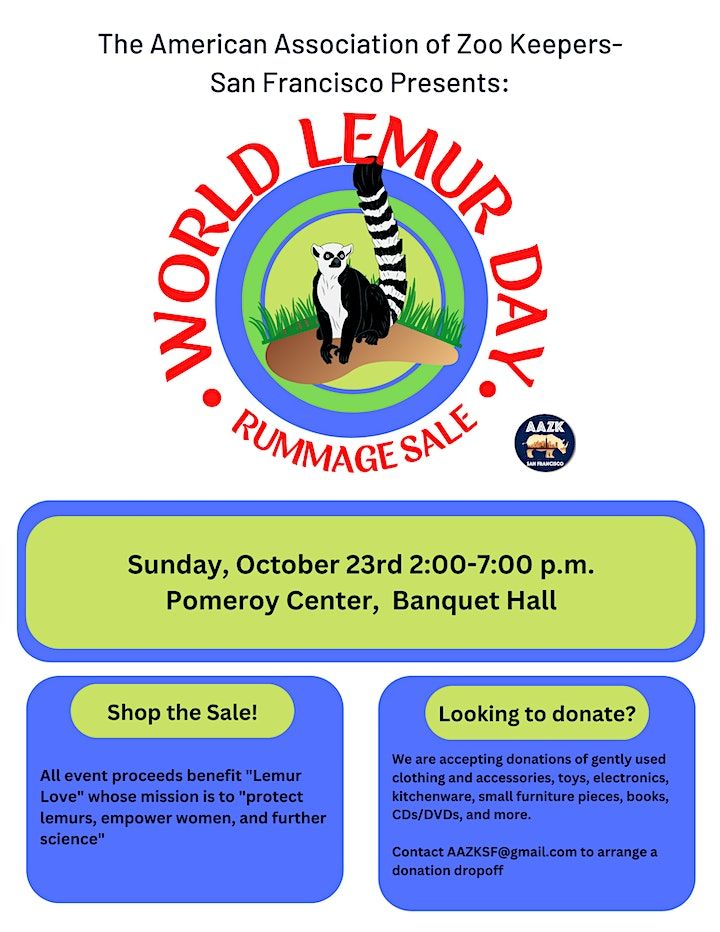 World Lemur Day Rummage Sale-Open to the Public! at Pomeroy Recreation ...