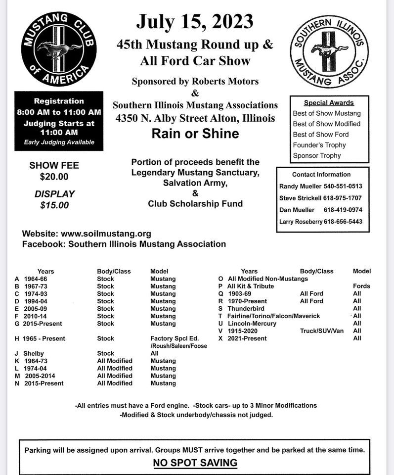 45th Mustang Round up and All Ford Show at Roberts Motors, Inc., Alton ...