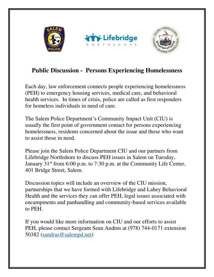 Public Discussion - People Experiencing Homelessness | 401 Bridge St ...