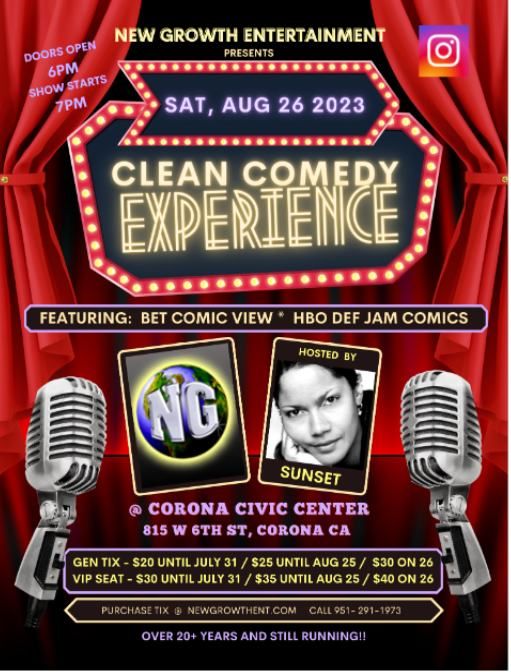 NewGrowthEnt.com "CLEAN COMEDY EXPERIENCE" Stand up Comedy in Corona | 815 W 6th St, Corona, CA ...