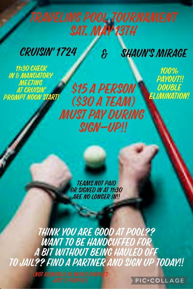 Traveling Handcuff Pool Tournament!!! | Cruisin 1724, Wausau, WI | May ...