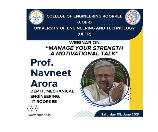 #UETR #COER "Manage Your Strength: A Motivational Talk" by Dr. Navneet ...