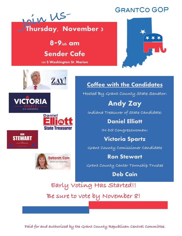 Coffee With the Candidates | Sender Cafe', Marion, IN | November 3, 2022