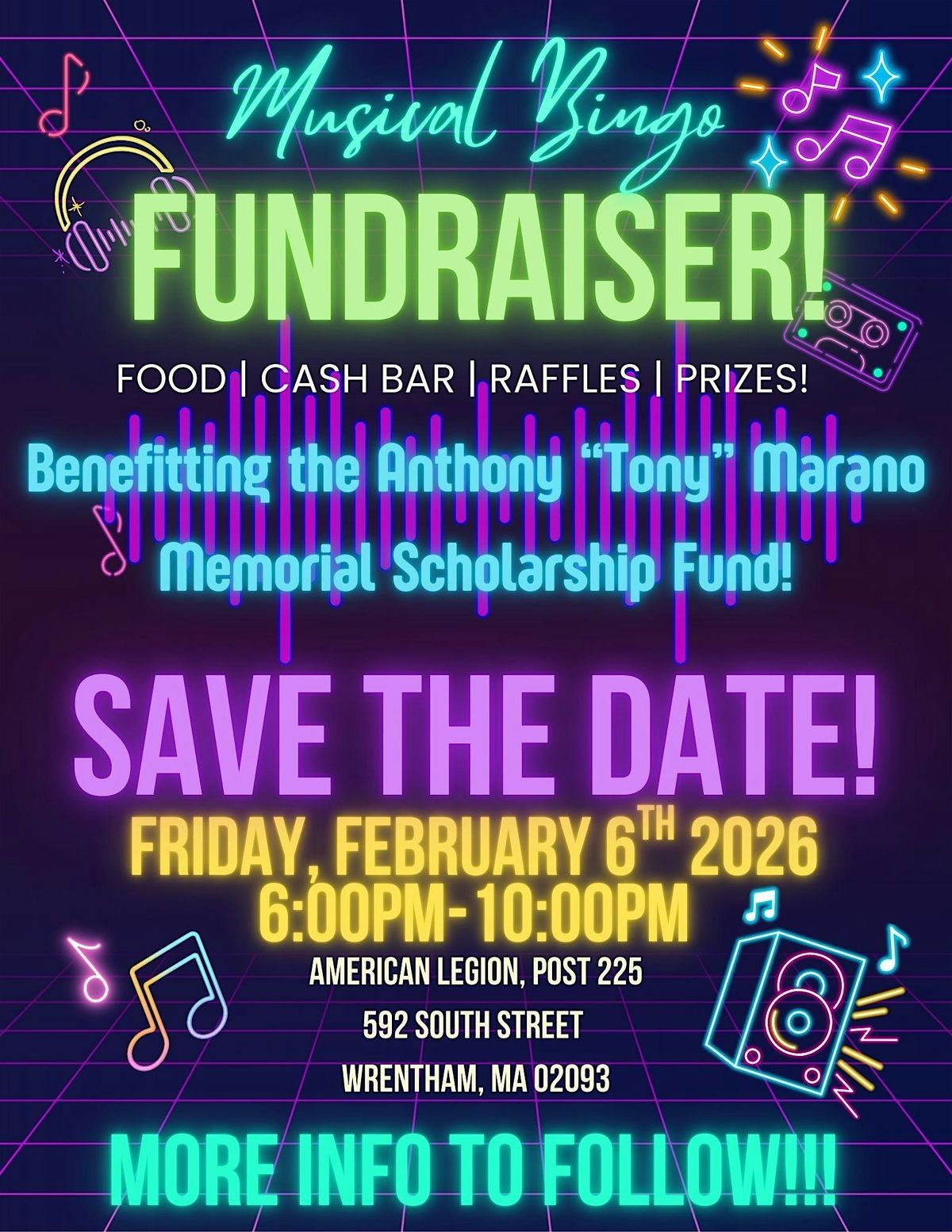 Musical Bingo Fundraiser – Anthony “Tony” Marano Memorial Scholarship ...
