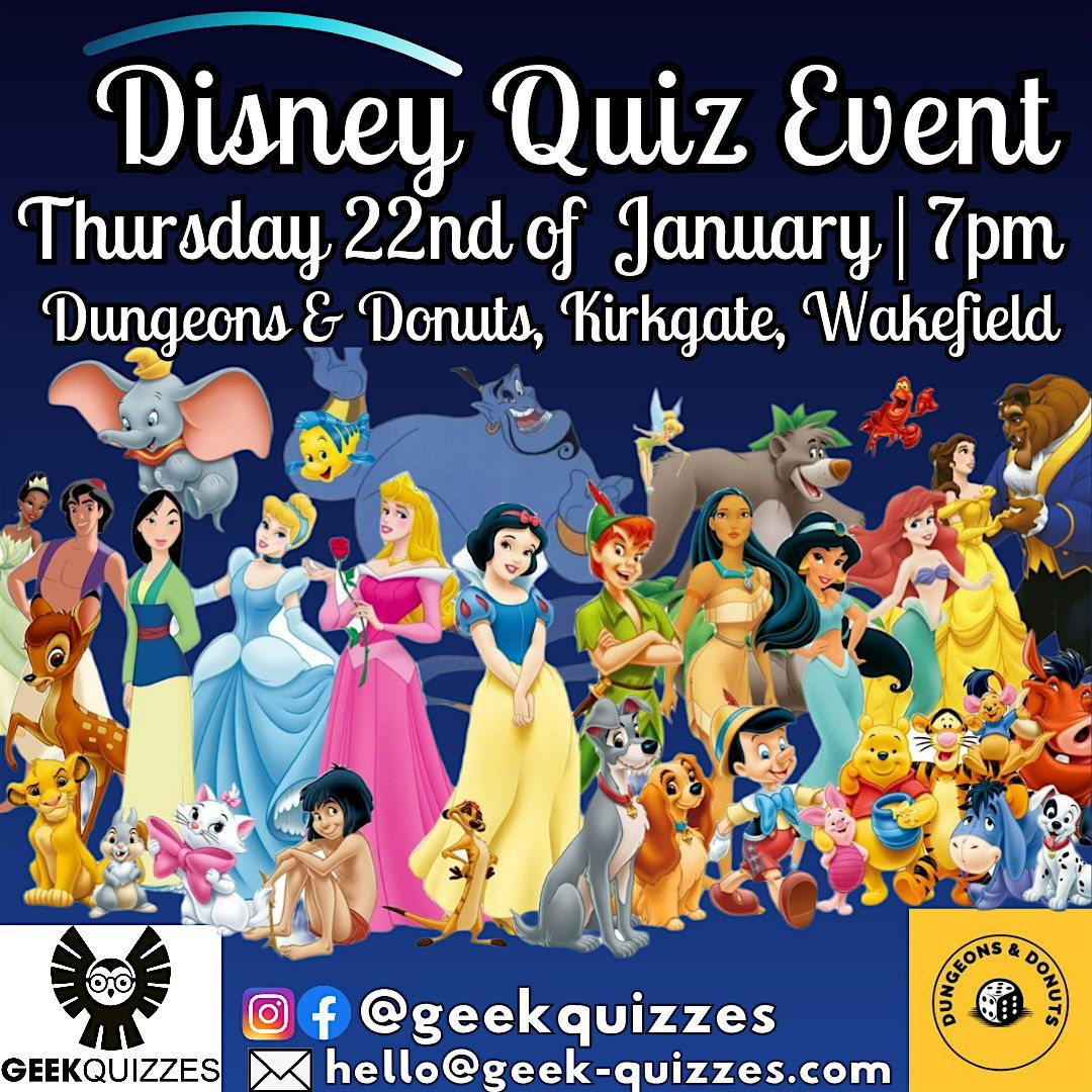 Disney Quiz Event at Dungeons & Donuts, Wakefield on 22nd January, 2026