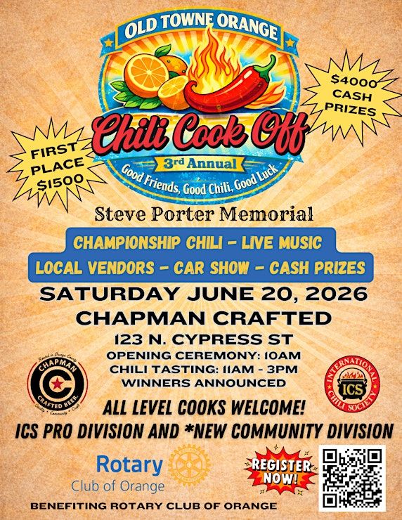 3rd Annual Old Towne Orange Chili Cook Off at Chapman Crafted Beer ...
