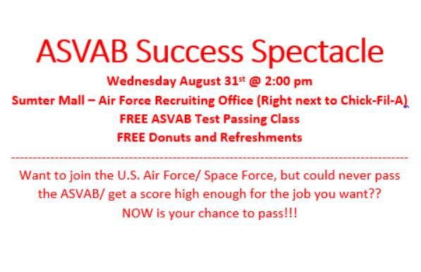 ASVAB Success Spectacle - FREE ASVAB Class | Sumter Mall | August 31, 2022