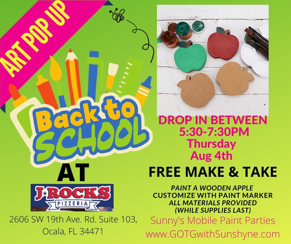FREE Back To School Make & Take | J Rocks Pizzeria, Ocala, FL | August ...