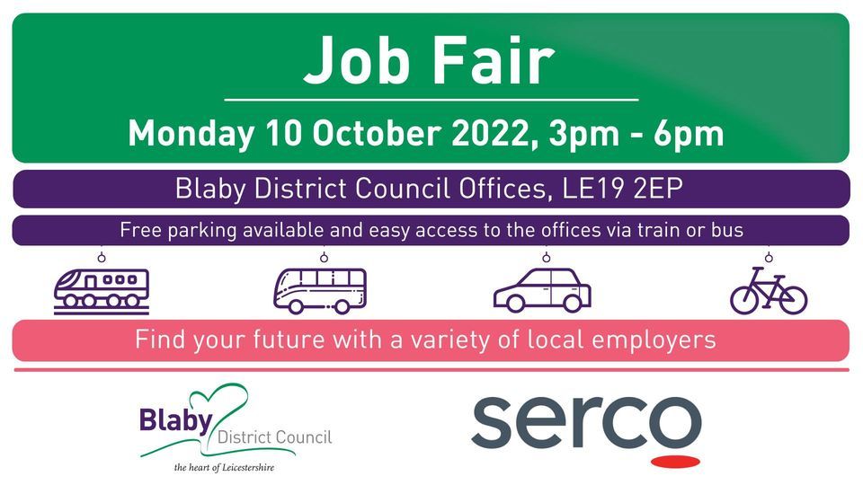 Job Fair - 10 October 2022 at Blaby District, Leicester on 10th October ...