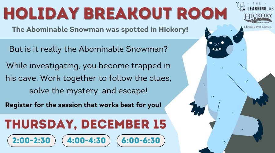 Holiday Breakout Room | Patrick Beaver Memorial Library, Hickory, NC ...