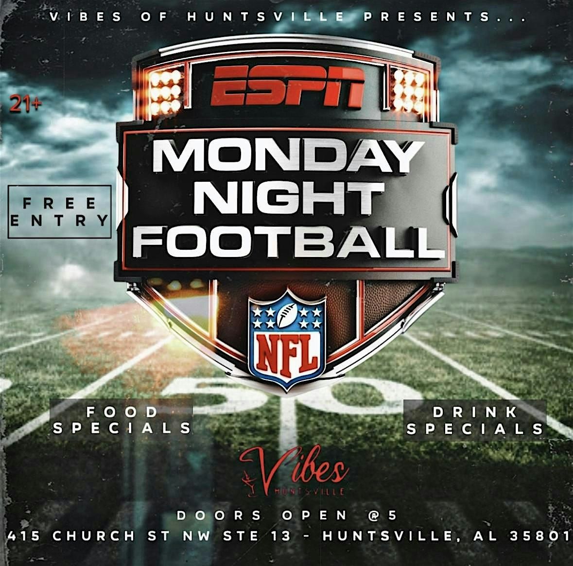 Monday Night Football at 415 Church St NW, Huntsville on 8th December, 2025