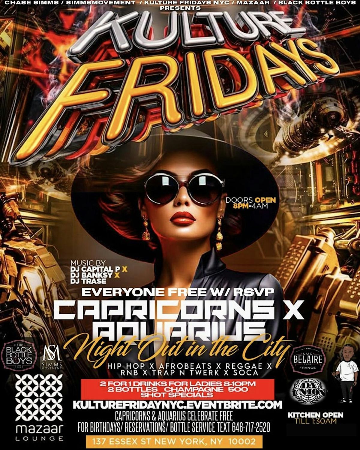 Kulture Friday NYC Aquarius Party HipHop RNB Reggae Afrobeat soca at ...