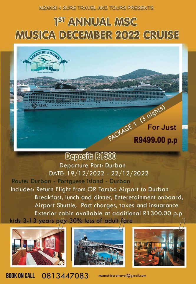 MSC Cruise December 2022 at Mzansi 4 Sure Travel and Tours PTY-Ltd ...