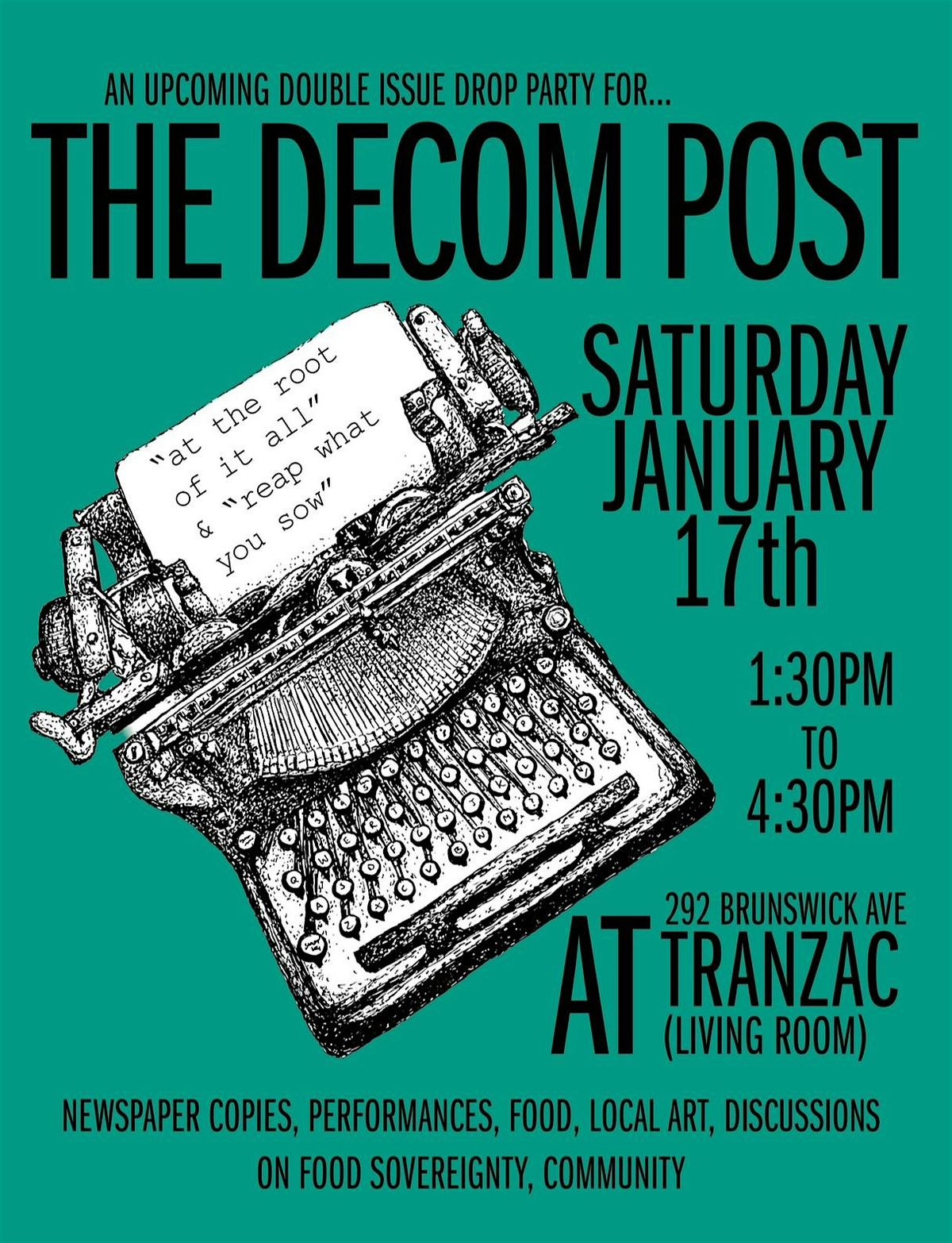 THE DECOM POST! DOUBLE ISSUE! DROP PARTY! at Tranzac Club, Toronto on ...