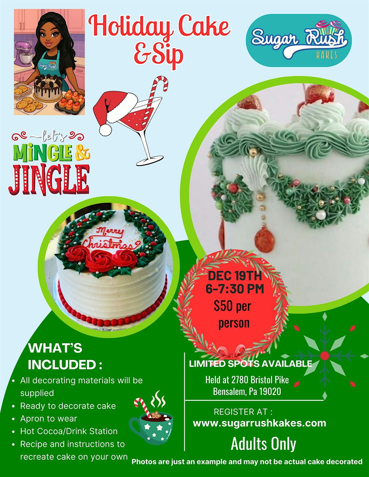 Holiday Cake & Sip (Adults Only) at 2780 Bristol Pike, Eddington on 19th December, 2025