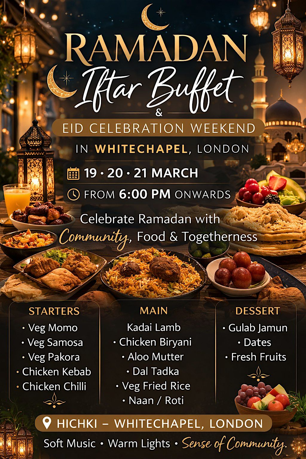 Ramadan Iftar Buffet & Eid Celebration Weekend in Whitechapel, London ...