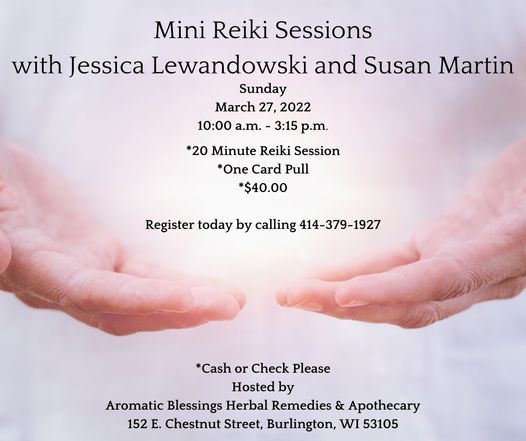 Mini Reiki Session with Jessica Lewandowski & Susan Martin at Aromatic ...