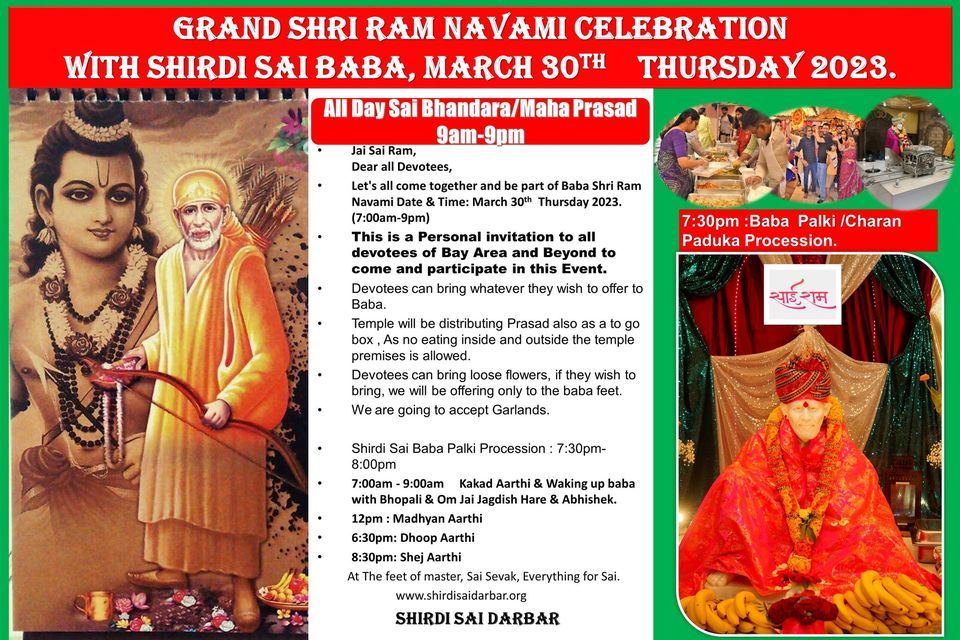Grand Shri Shirdi Sai Baba Ram Navami 2023 Celebration Thursday March ...