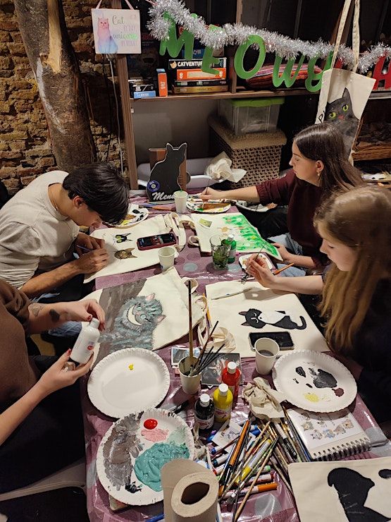 Cat Painting on Tote Bags Workshop with Cats in Cat Cafe - for ...