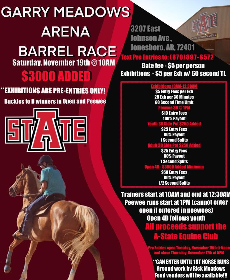 Garry Meadows Arena Barrel Race | Asu Equine Center, Jonesboro, AR ...