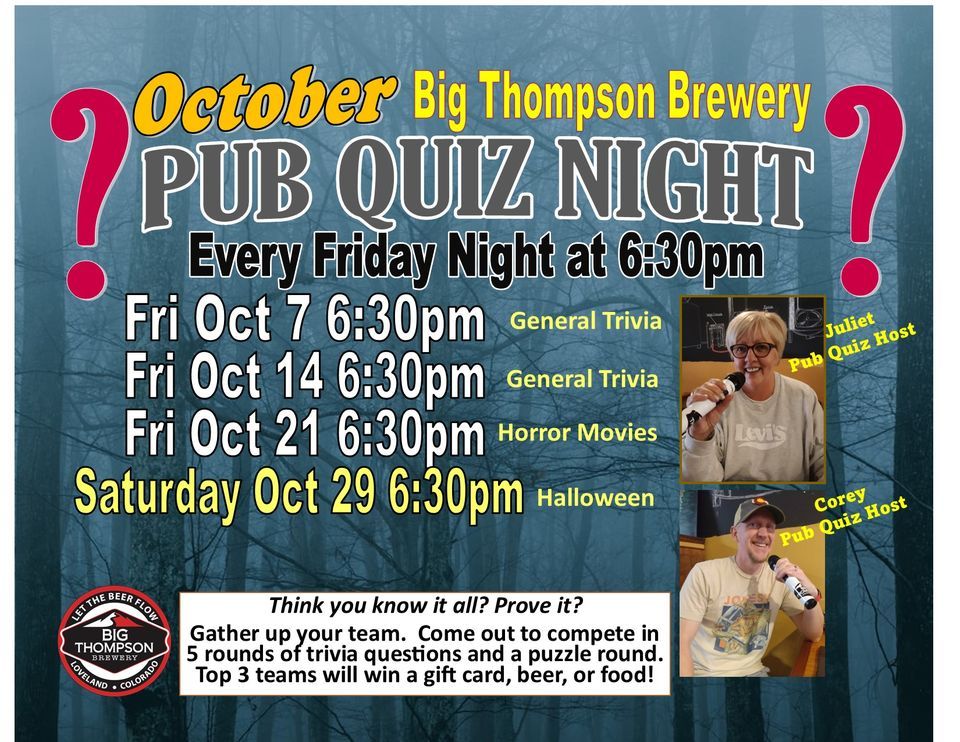 Friday Night Pub Quiz at Big Thompson Brewery | Big Thompson Brewery ...