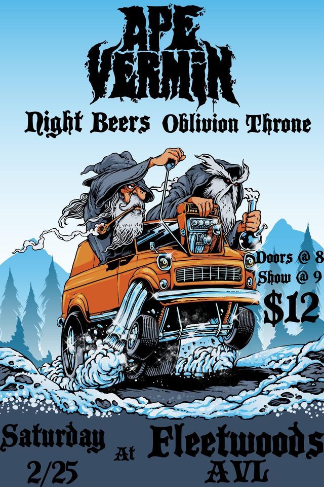 Oblivion Throne//Ape Vermin//Night Beers | Fleetwood's, West Asheville ...