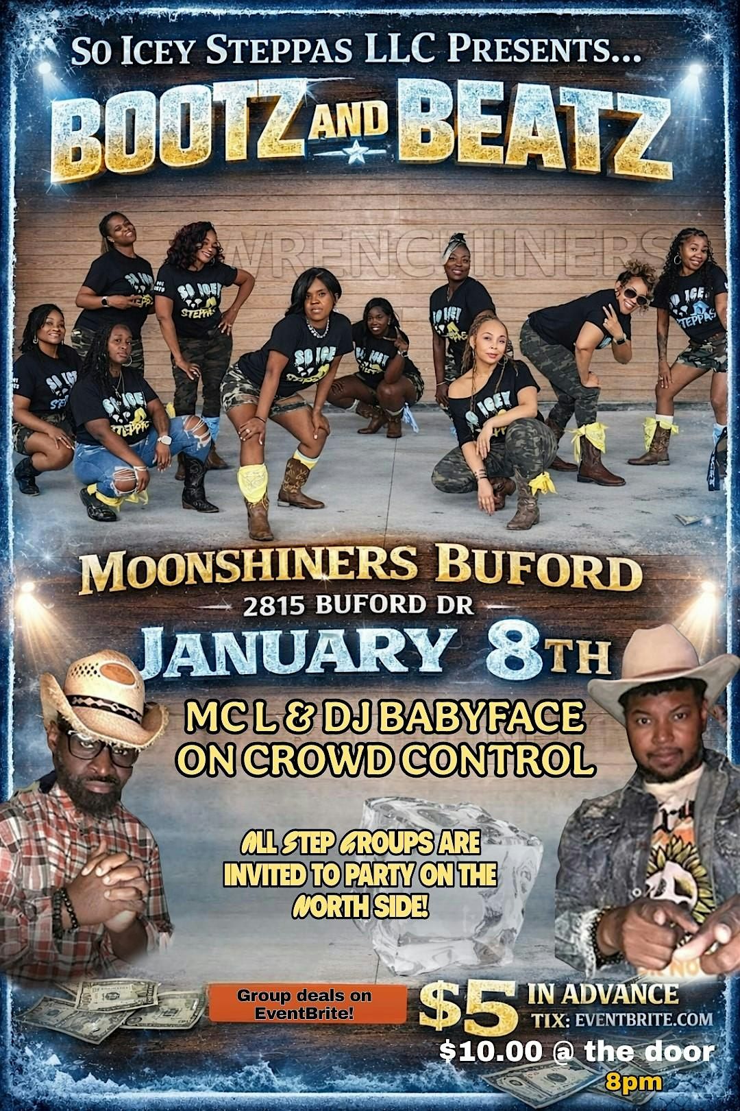 BOOTZ and BEATZ at Moonshiners Buford on 8th January, 2026