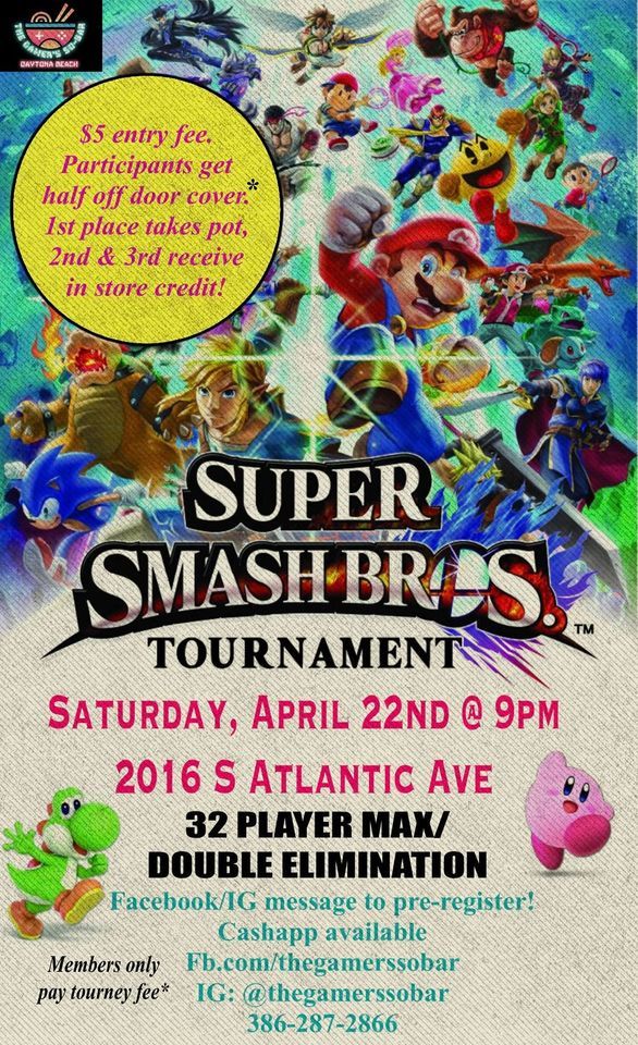 Super Smash Bros Tournament at The Gamer’s So-Bar, Daytona Beach on ...