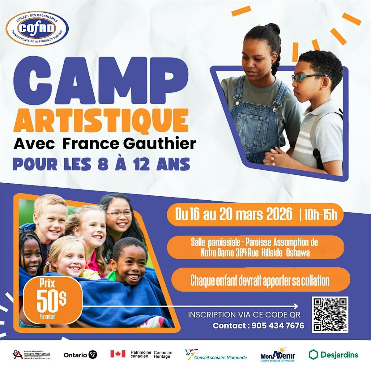 Camp artistique 2026 at Paroisse Assomption de Notre Dame, Oshawa on ...