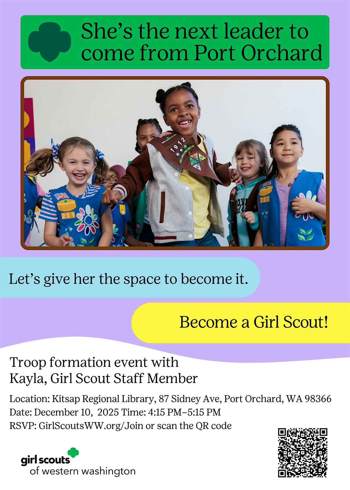 Troop Formation with Kayla with Girl Scouts- Port Orchard at 87 Sidney ...