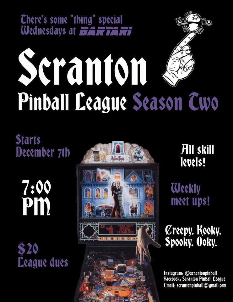 Scranton Pinball League - Season 2 at Bartari, Scranton on 7th December ...