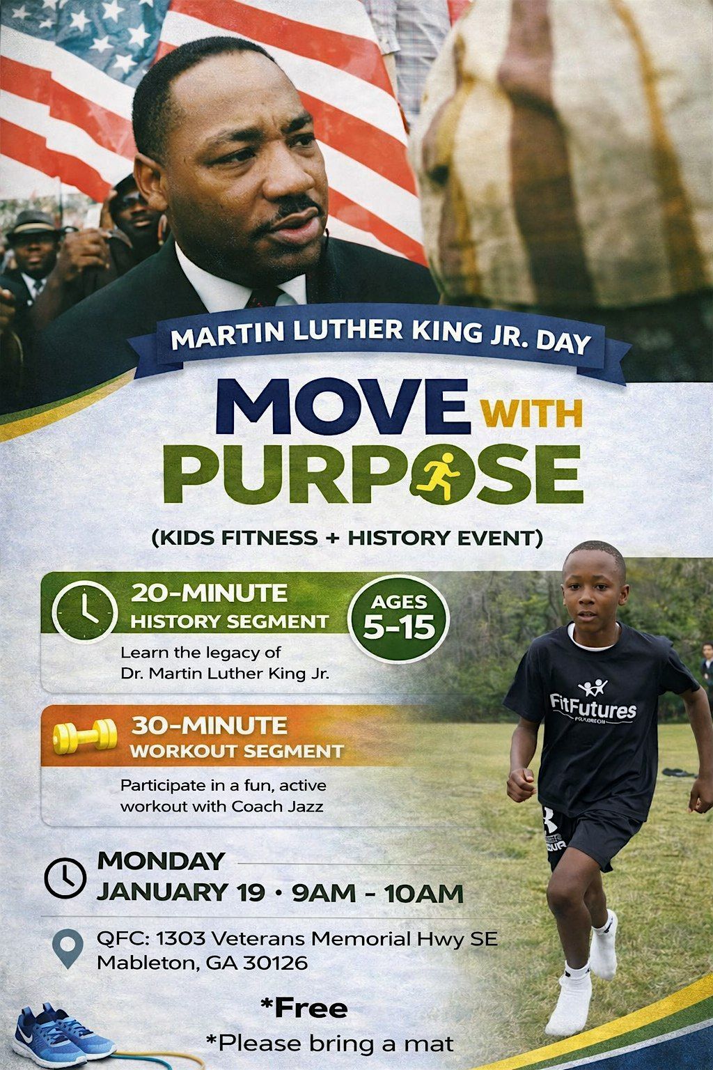 Move With Purpose (Kids MLK Workout) at Quality Fitness Club, Mableton ...