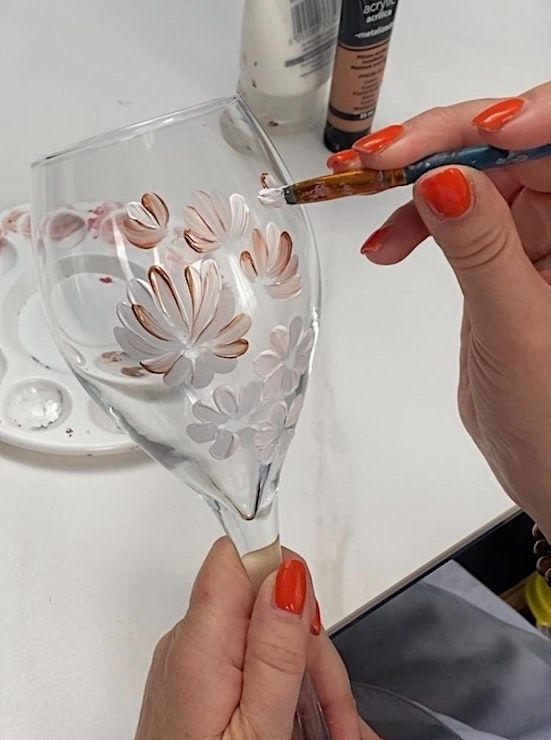 Brushstrokes & Blooms. Wine glass and bottle painting at The Elements ...