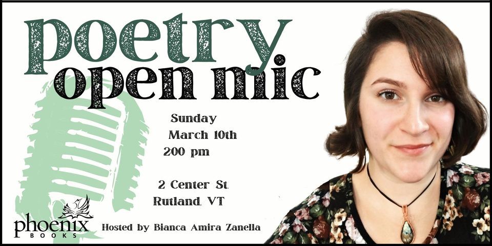 Open Mic Poetry at Phoenix Books Rutland at 2 Center St, Rutland (city ...